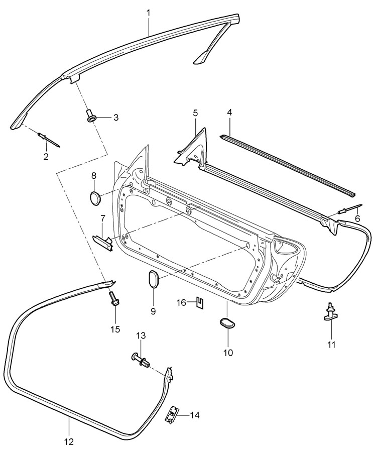 porsche Boxster Windshield Frame Seal. HEADER - 98753707702 | Porsche ... porsche Boxster Windshield Frame Seal. HEADER - 98753707702 | Porsche ...